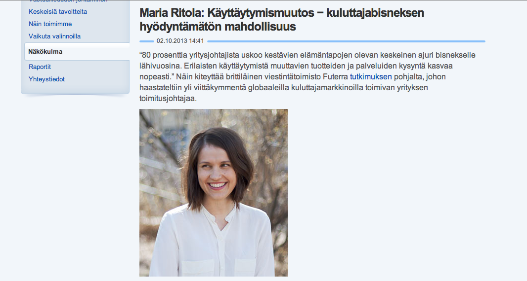 Maria Ritola in the Kesko blog: ”Behavioural change – the untapped ...